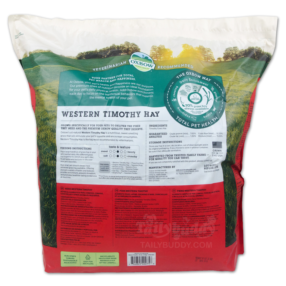 Oxbow หญ้าทิโมธี Western Timothy Hay สำหรับสัตว์ฟันแทะอายุ 6 เดือนขึ้น ...