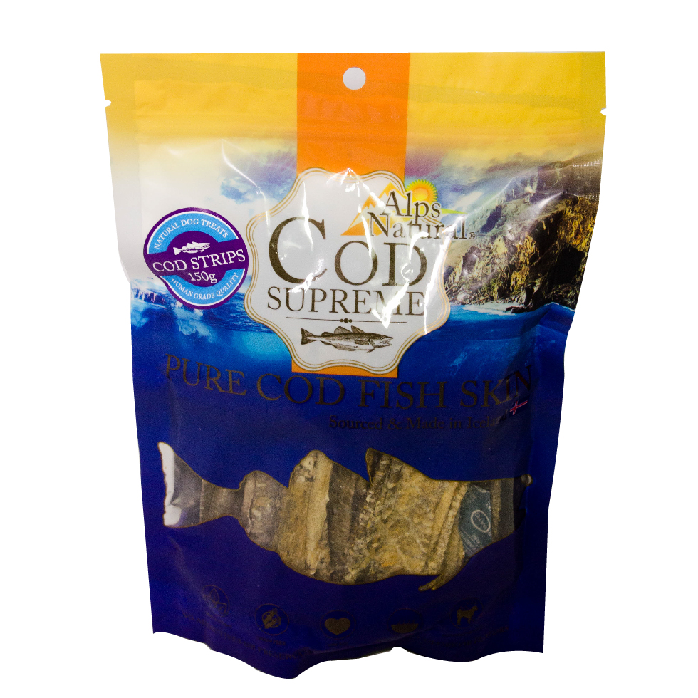 Alps Natural Cod Supreme - cod strips ขนมสุนัขหนังปลาคอดอบแห้ง แบบแผ่น ...
