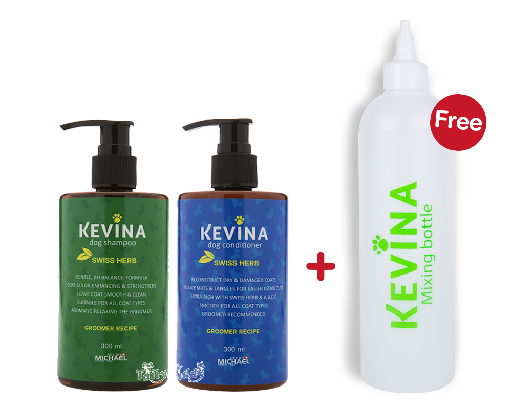 Kevina แชมพู เกรดพรีเมี่ยม (300ml.)+ครีมนวดขน (300ml.) สำหรับสุนัข แถม ...