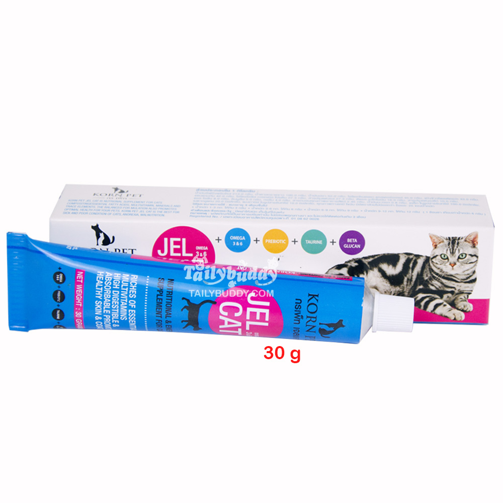 Korn Pet Jel Cat เจลอาหารเสริม เพิ่มพลังงาน บำรุงผิวหนังและขน สำหรับแมว ...